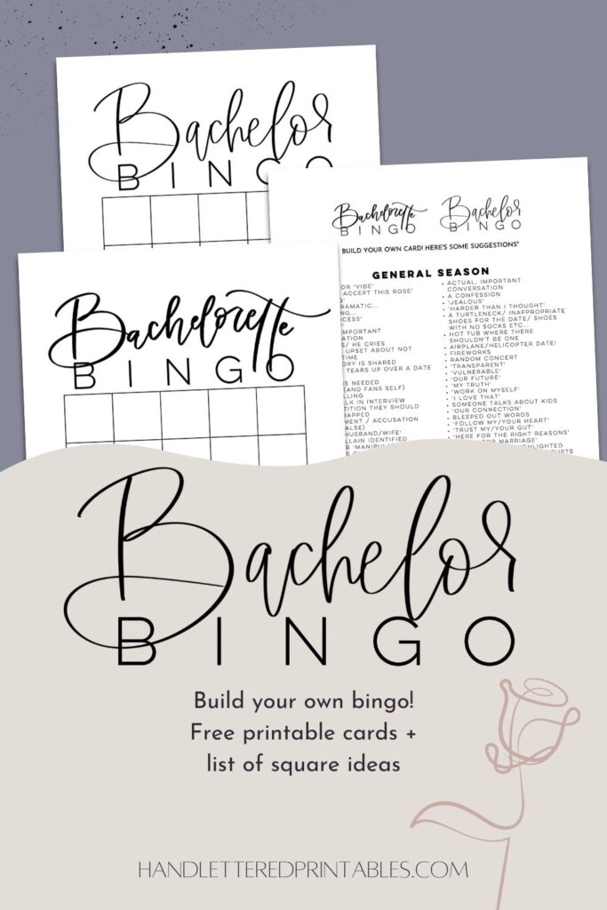 Bachelor Bingo / Bachelorette Bingo Free Printable Cards - Hand ...