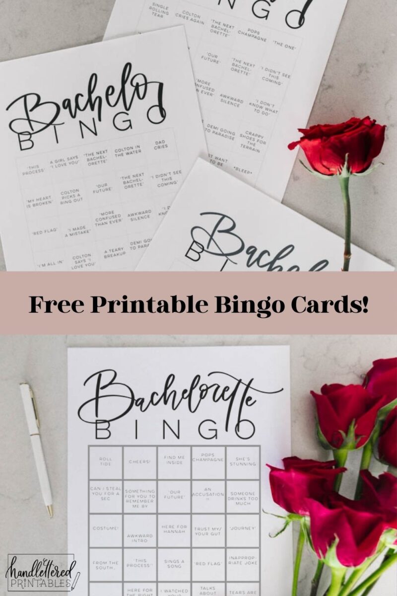 Bachelor Bingo / Bachelorette Bingo Free Printable Cards - Hand ...