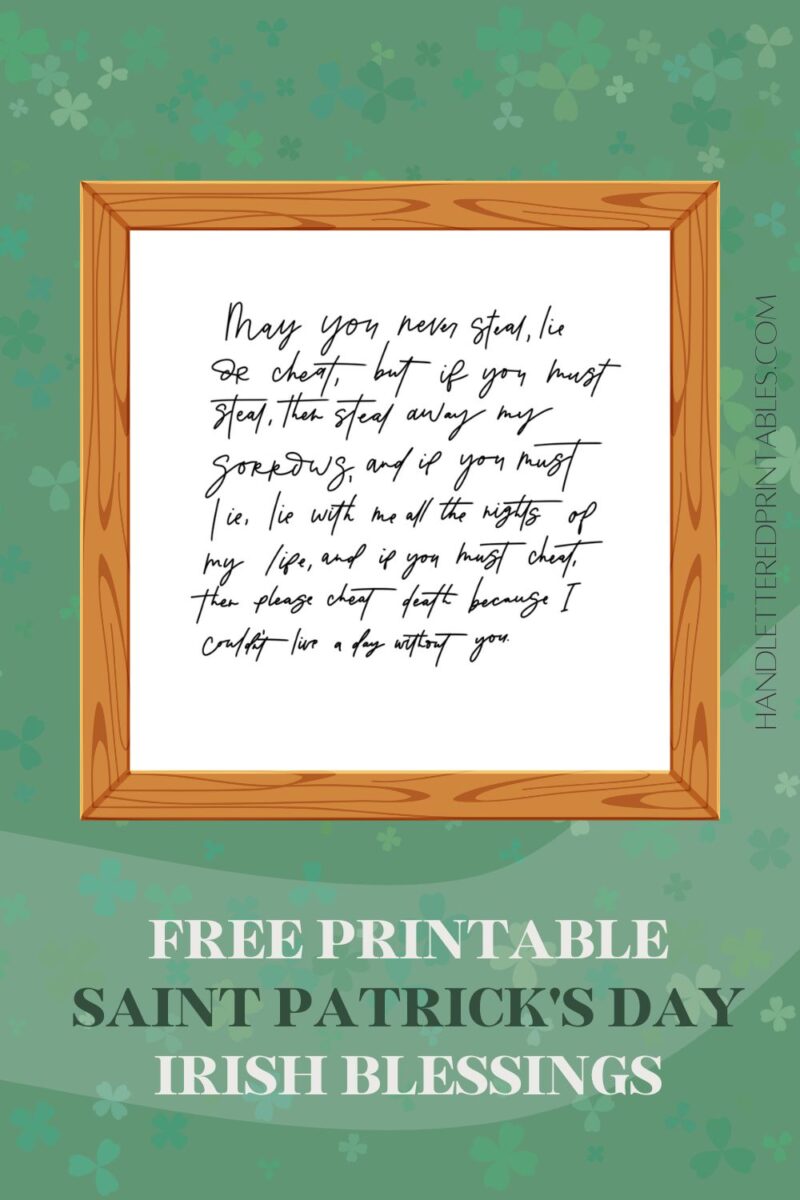 Free Printable Irish Blessings for Saint Patrick's Day Decor - Hand ...