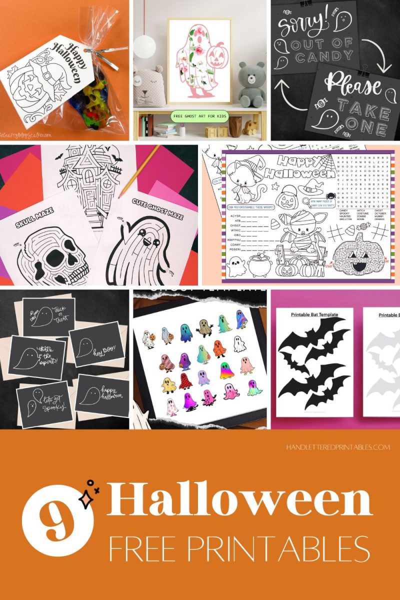 Free Printable Halloween Cards (12 Cute Ghosts!) - Hand Lettered Printables
