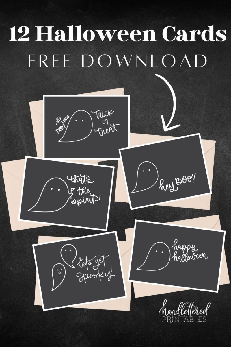 Free Printable Halloween Cards (12 Cute Ghosts!) - Hand Lettered Printables