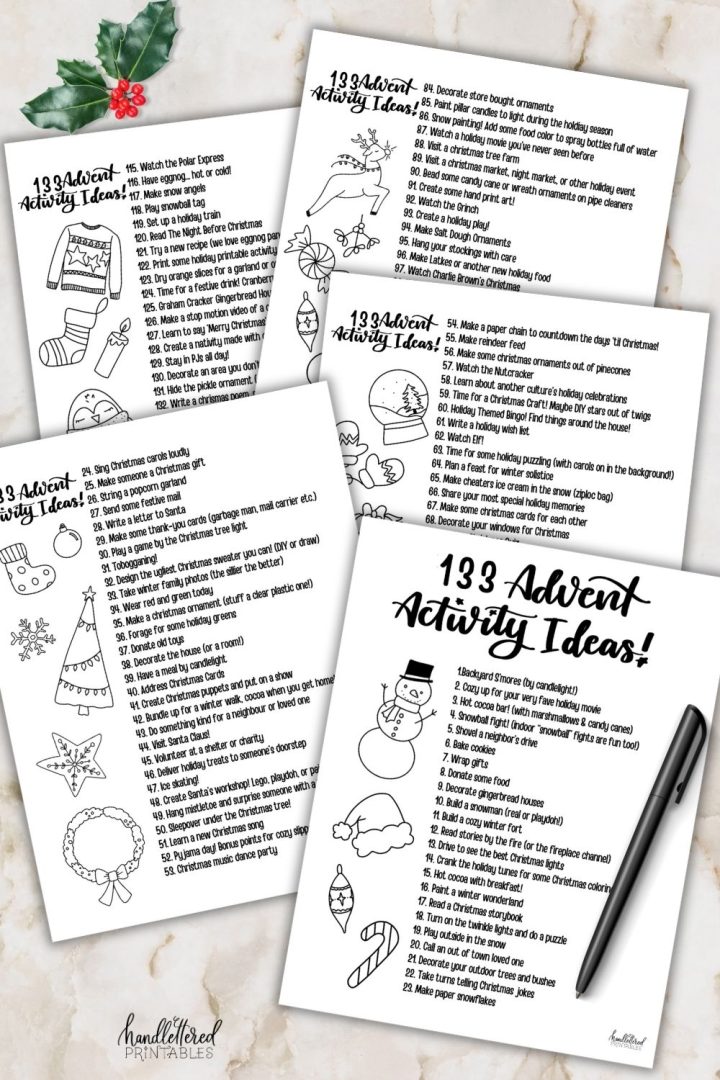 Ultimate Free Printable List of Advent Activity Ideas for Busy Families (133!) - Hand Lettered ...