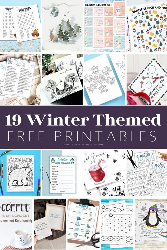 Free Printable Winter Bingo Game for Kids (10 Cards) - Hand Lettered ...