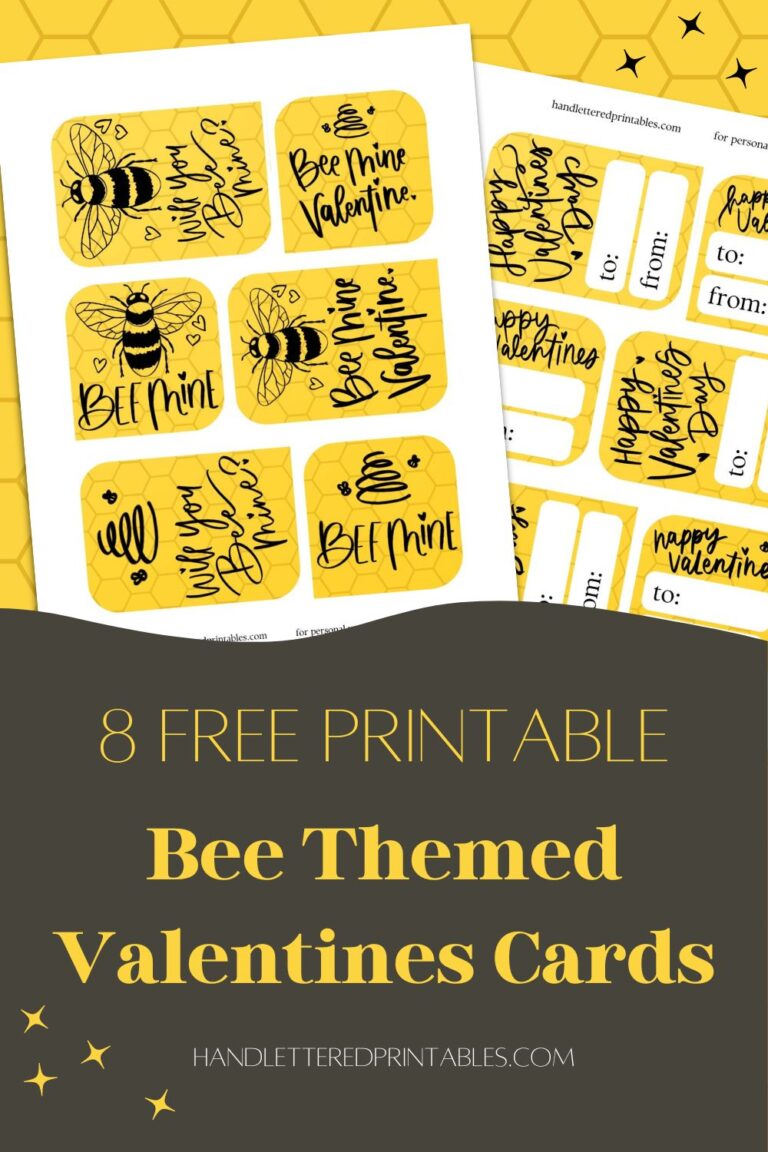 Will You Bee My Valentine? Free Printable Cards - Hand Lettered Printables