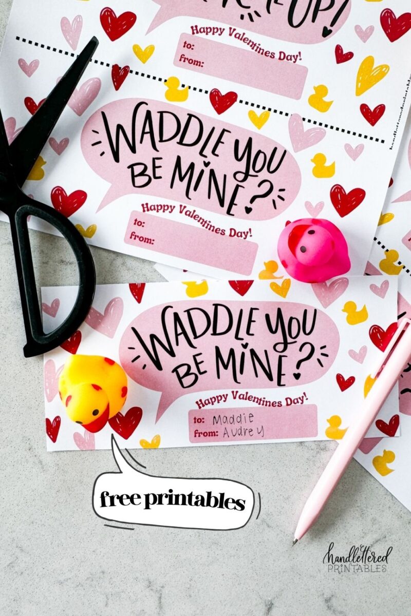 Free Printable Duck Valentines Cards - Hand Lettered Printables