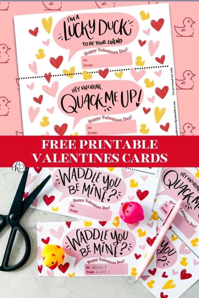 Free Printable Duck Valentines Cards - Hand Lettered Printables