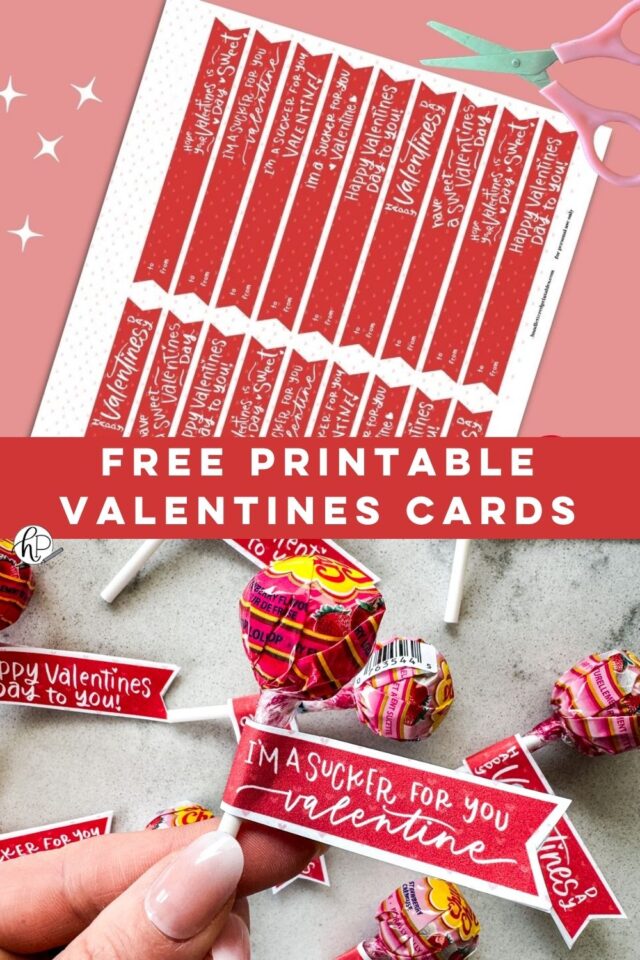 Sucker Valentines Free Printable Flags for Lollipop Cards - Hand ...
