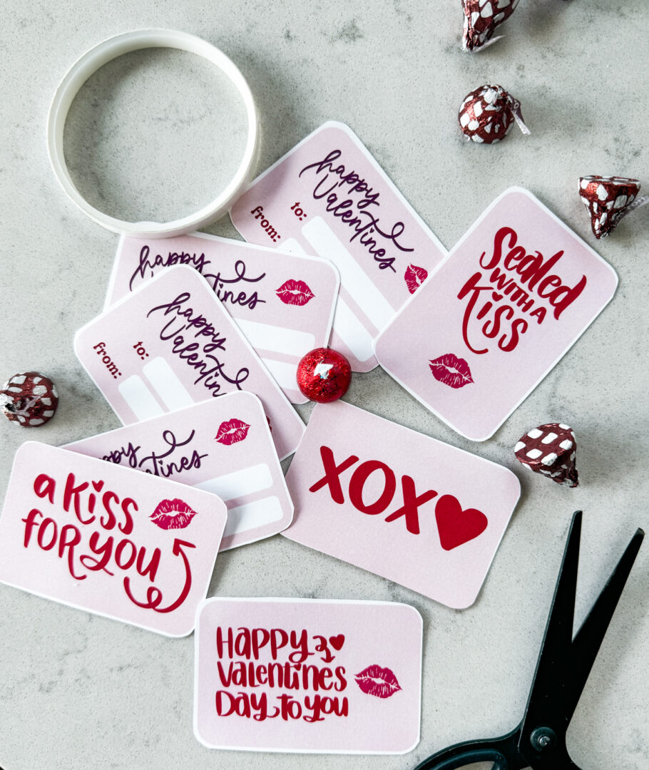 Kisses Valentines Cards Free Printable - Hand Lettered Printables