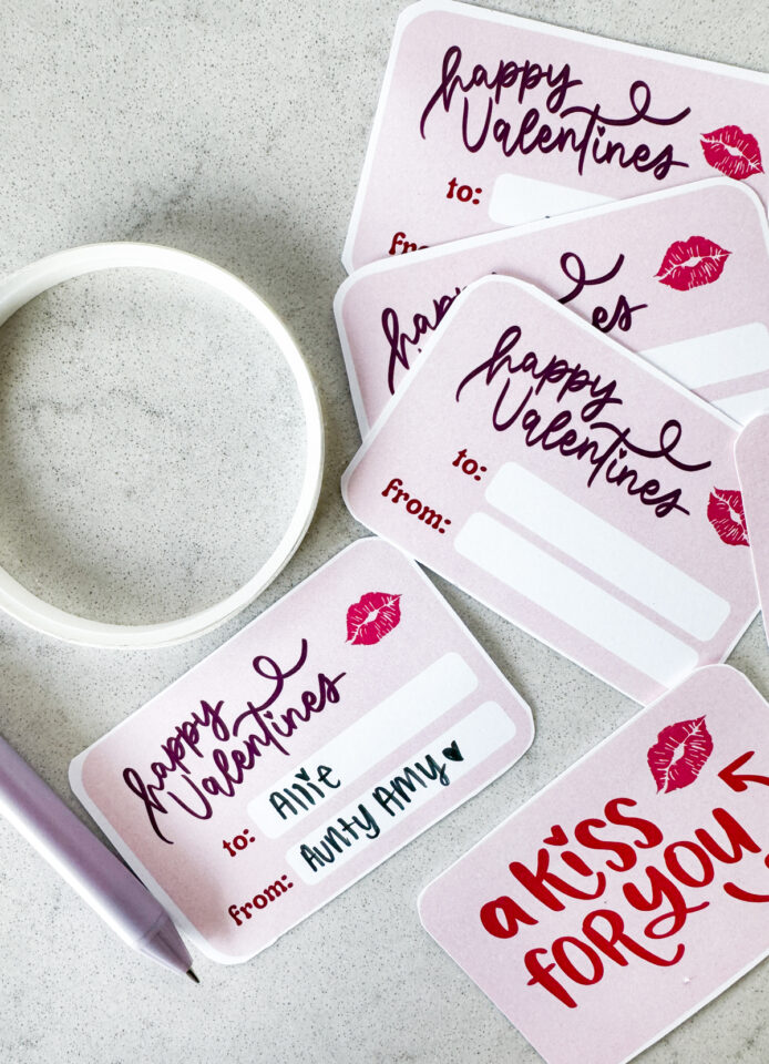 Kisses Valentines Cards Free Printable - Hand Lettered Printables
