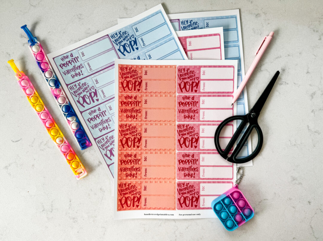 Pop It Valentines Cards Free Printables for Kids (Fidget) - Hand ...