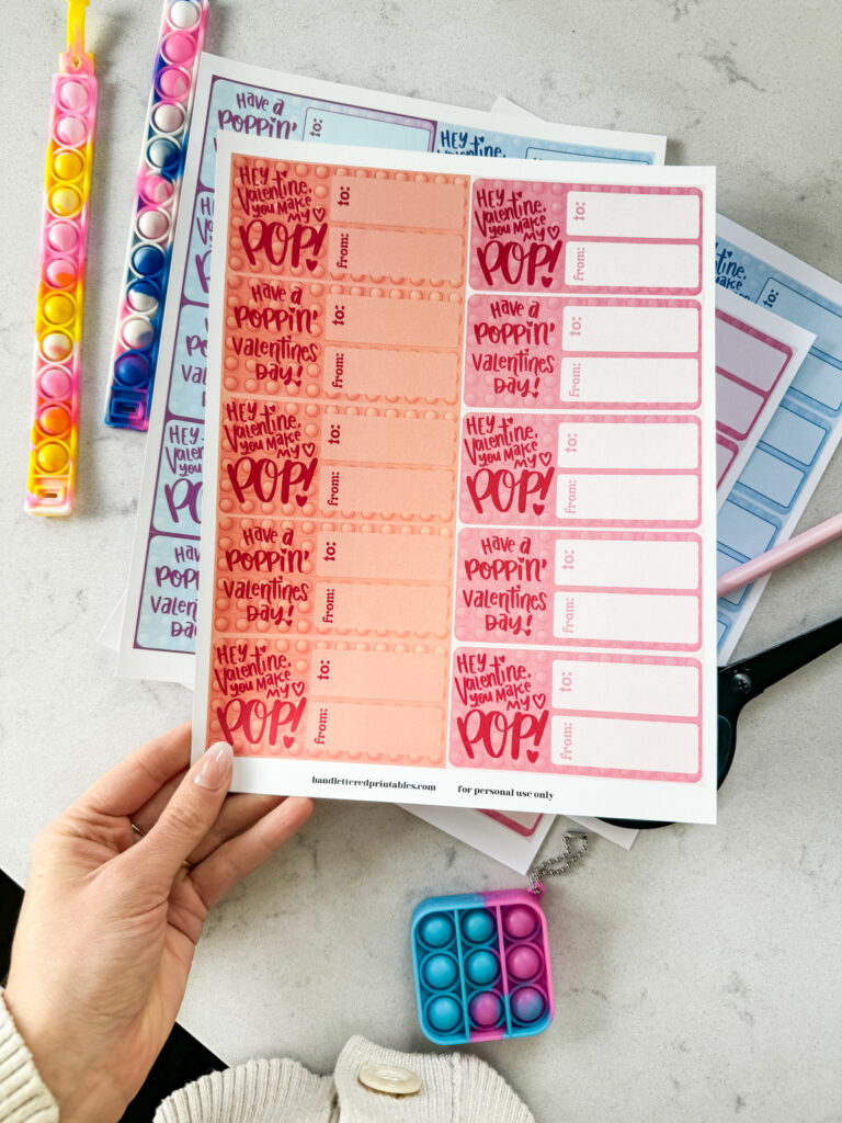 Pop It Valentines Cards Free Printables for Kids (Fidget) - Hand ...