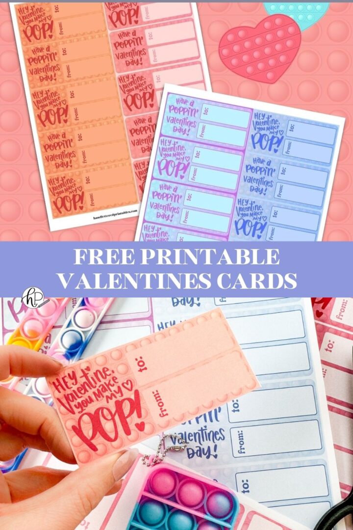 Pop It Valentines Cards Free Printables for Kids (Fidget) - Hand ...