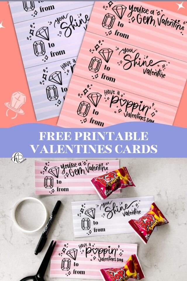 Free Printable Ring Pop Valentines Cards or Tags - Hand Lettered Printables