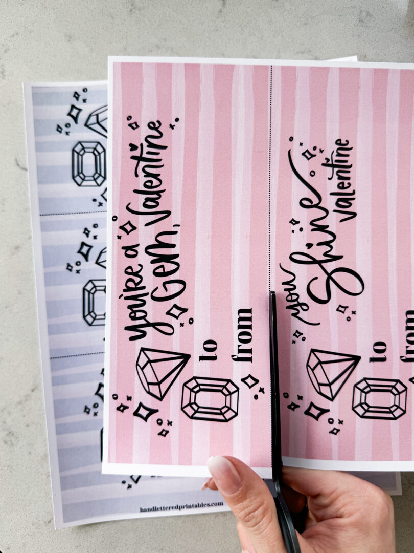 Free Printable Ring Pop Valentines Cards or Tags - Hand Lettered Printables