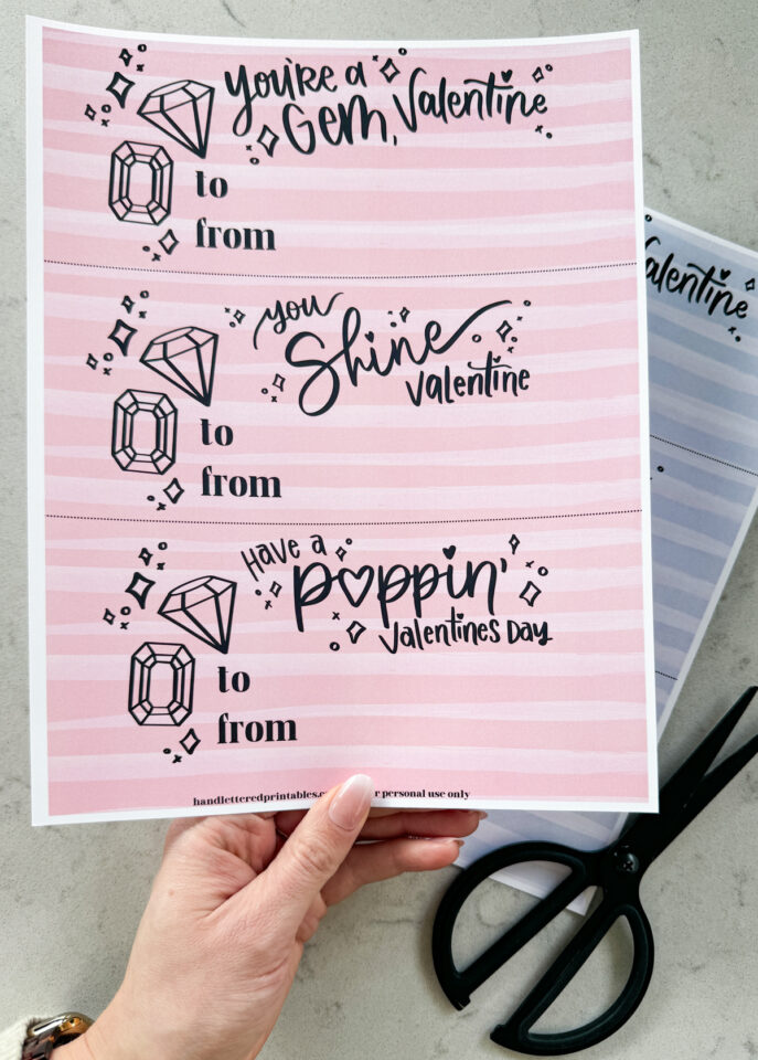 Free Printable Ring Pop Valentines Cards or Tags - Hand Lettered Printables