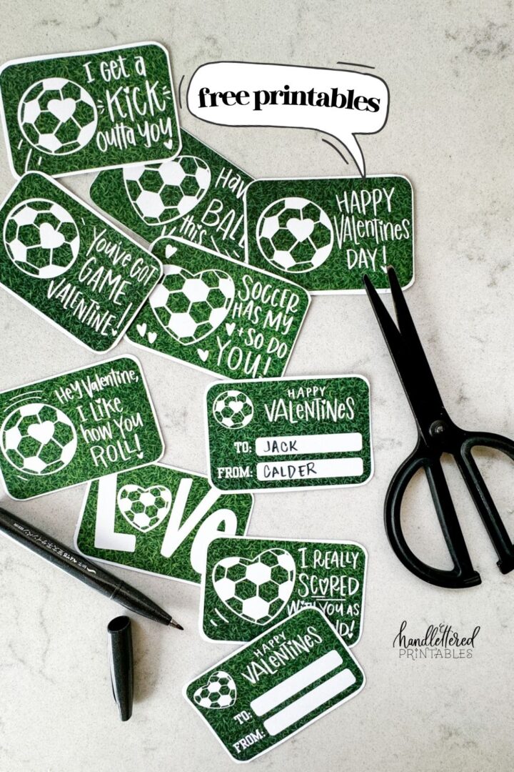8 Soccer Valentines Day Cards Free Printable - Hand Lettered Printables