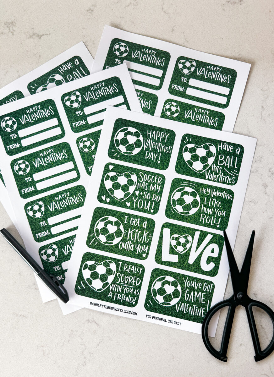 8 Soccer Valentines Day Cards Free Printable - Hand Lettered Printables
