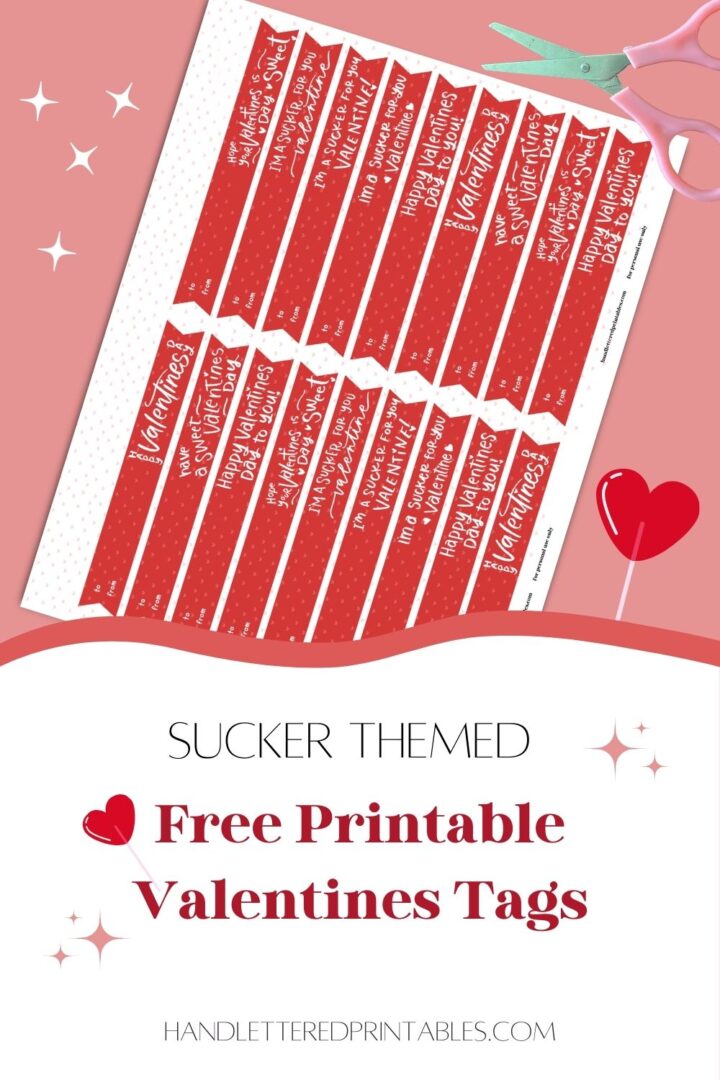 Sucker Valentines Free Printable Flags for Lollipop Cards - Hand ...