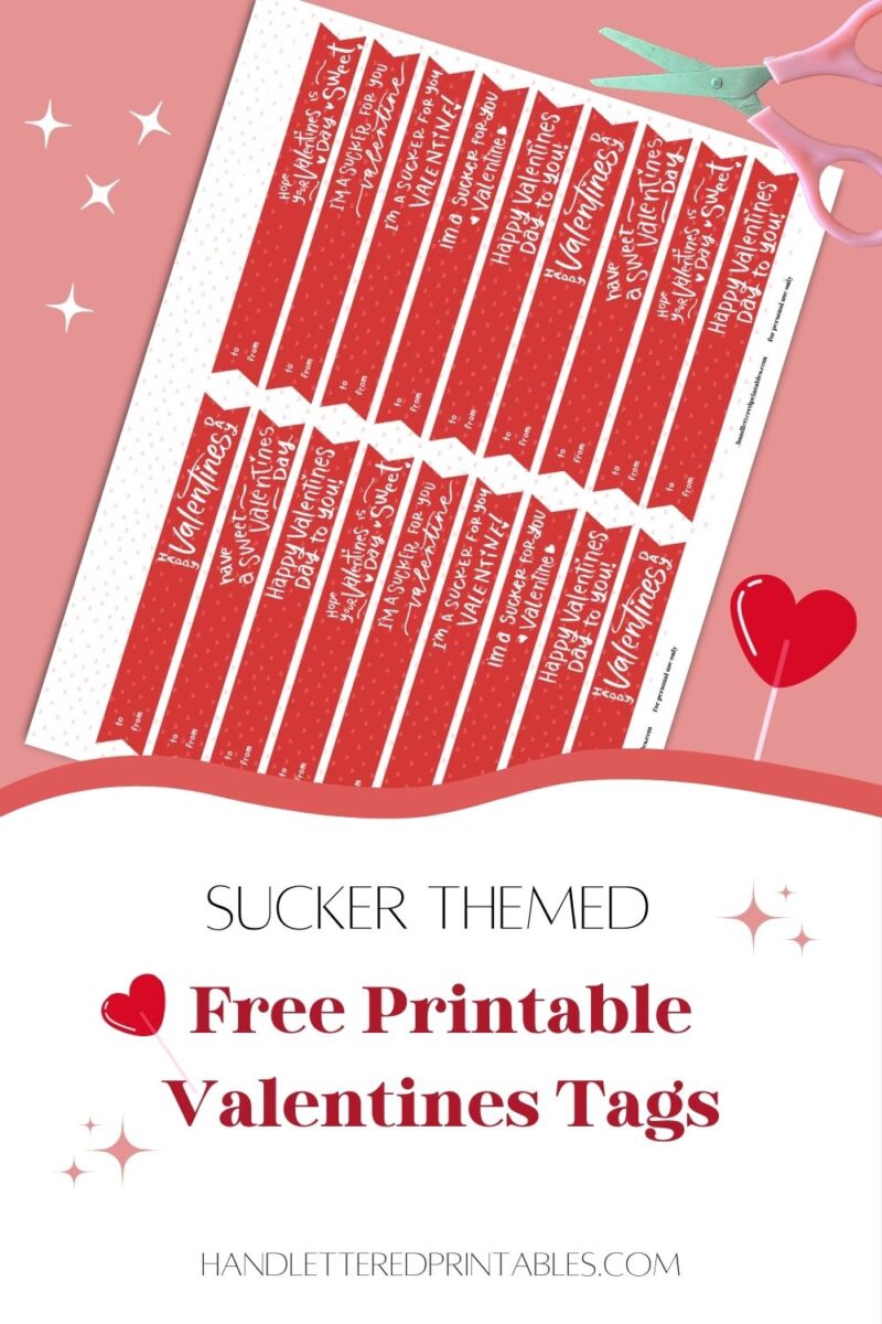 Sucker Valentines Free Printable Flags for Lollipop Cards - Hand ...
