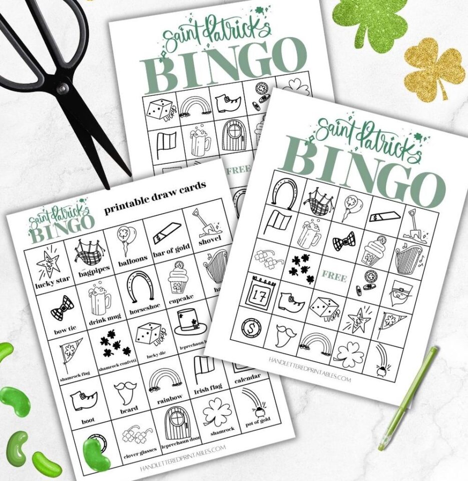 St. Patrick's Day Bingo Free Printable Cards - Hand Lettered Printables