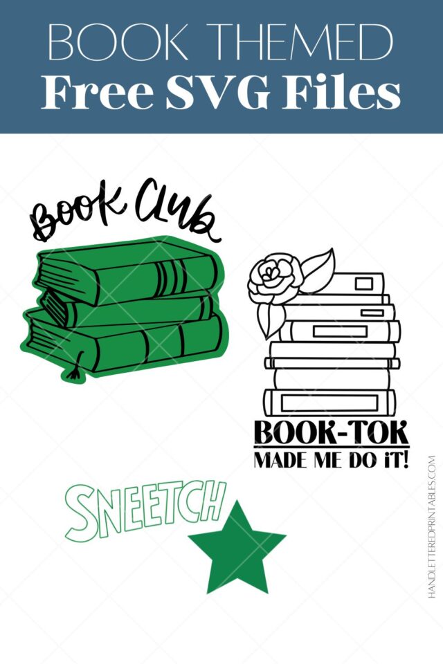 Book Club! Free Books SVG Cut File Download - Hand Lettered Printables