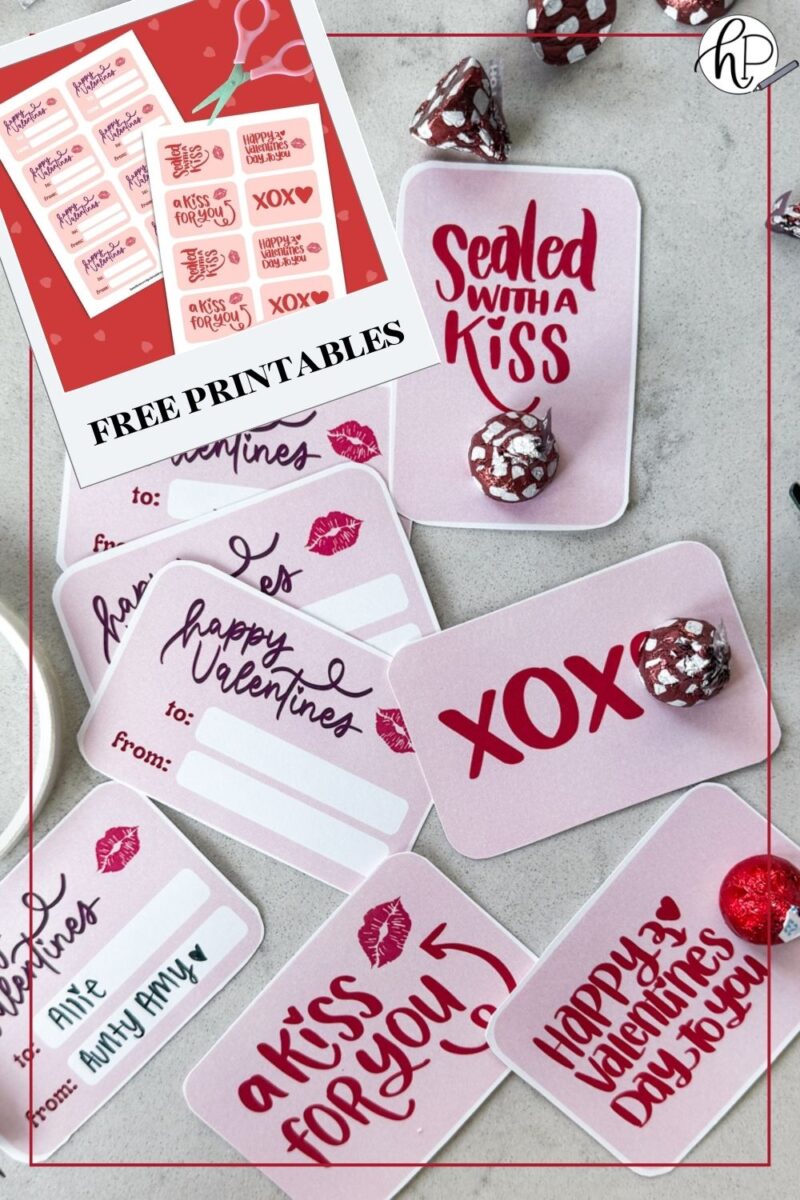 Kisses Valentines Cards Free Printable - Hand Lettered Printables
