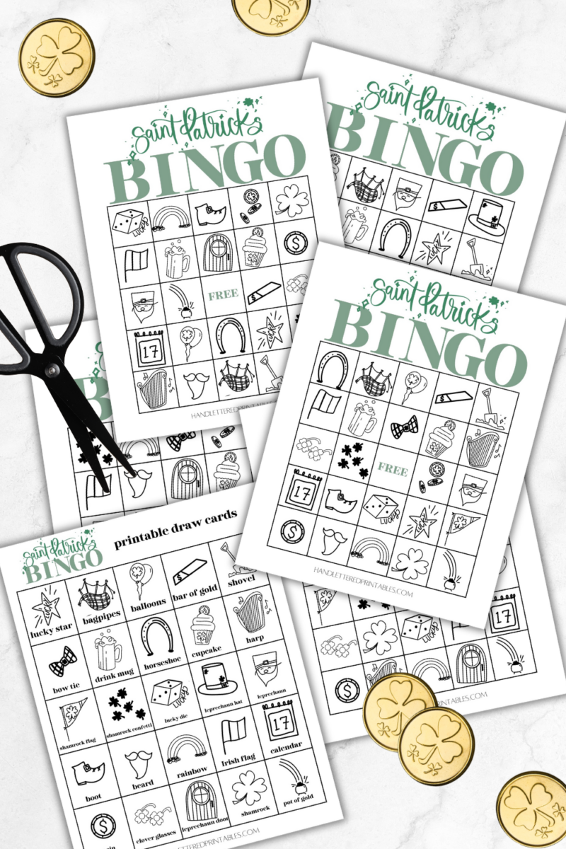 St. Patrick's Day Bingo Free Printable Cards - Hand Lettered Printables
