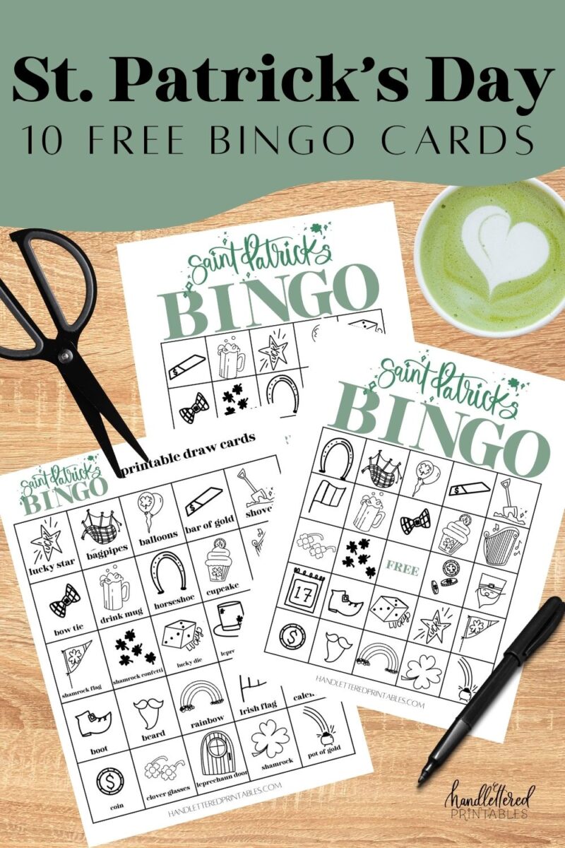 St. Patrick's Day Bingo Free Printable Cards - Hand Lettered Printables