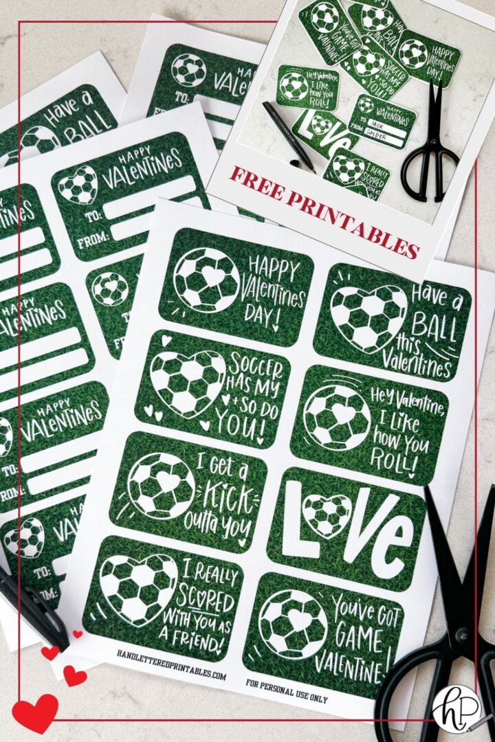 8 Soccer Valentines Day Cards Free Printable - Hand Lettered Printables