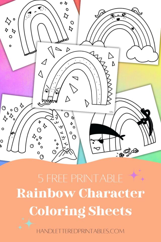 Cute Free Printable Rainbow Coloring Pages - Hand Lettered Printables