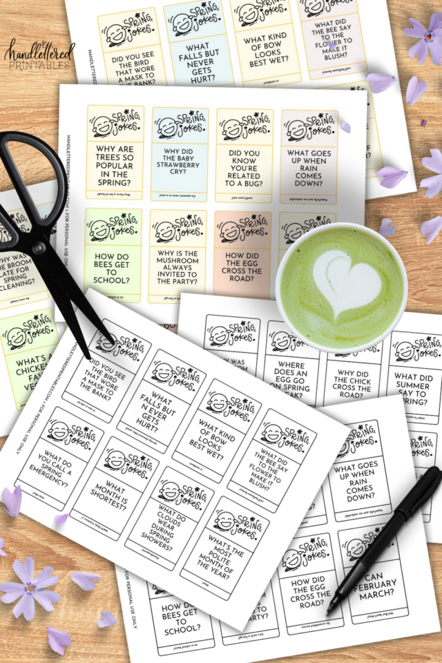 Free Spring Jokes Printable Lunch Box Cards - Hand Lettered Printables