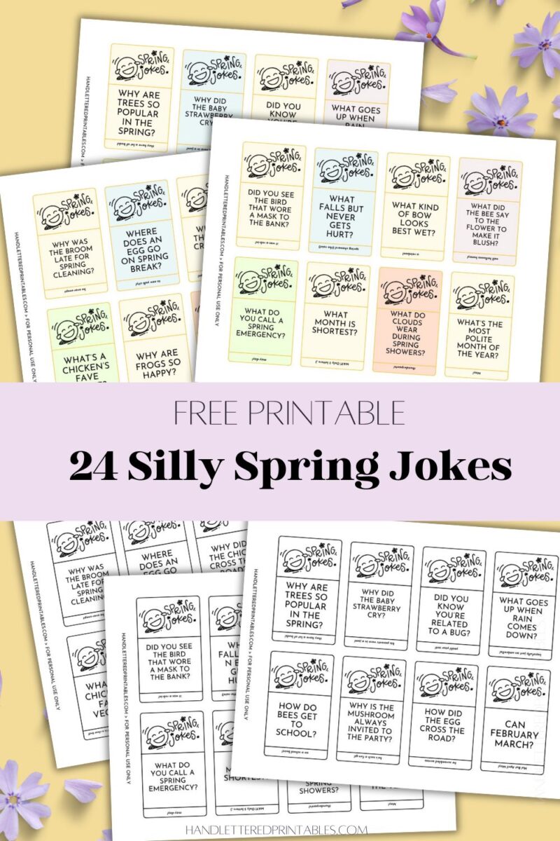 Free Spring Jokes Printable Lunch Box Cards - Hand Lettered Printables