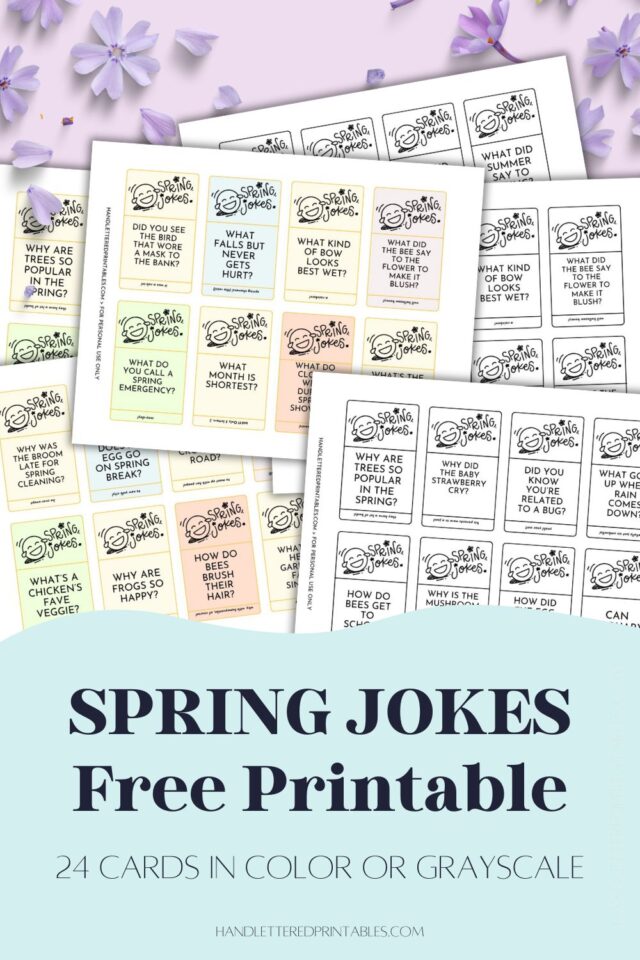 Free Spring Jokes Printable Lunch Box Cards - Hand Lettered Printables