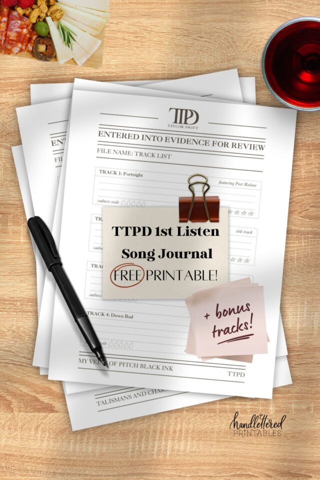 ANTHOLOGY UPDATE: Free Printable TTPD Album Release Song Journal - Hand ...