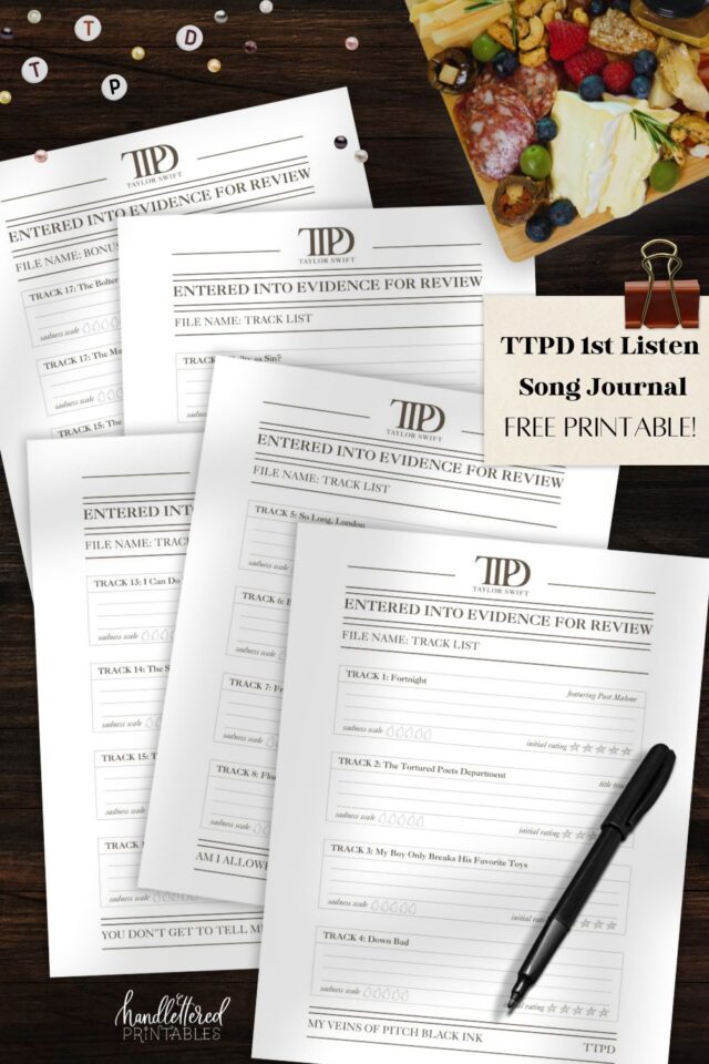 ANTHOLOGY UPDATE: Free Printable TTPD Album Release Song Journal - Hand ...