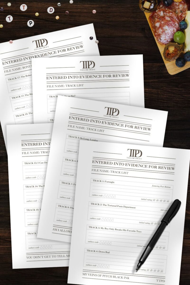 ANTHOLOGY UPDATE: Free Printable TTPD Album Release Song Journal - Hand ...