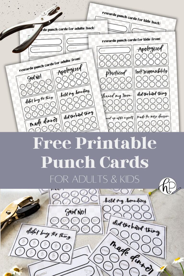 16 Free Printable Punch Cards for Adults + Kids - Hand Lettered Printables