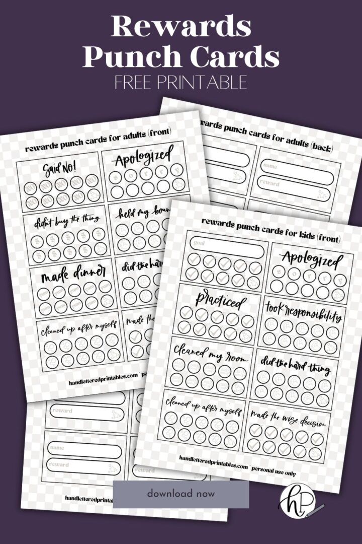 16 Free Printable Punch Cards for Adults + Kids - Hand Lettered Printables