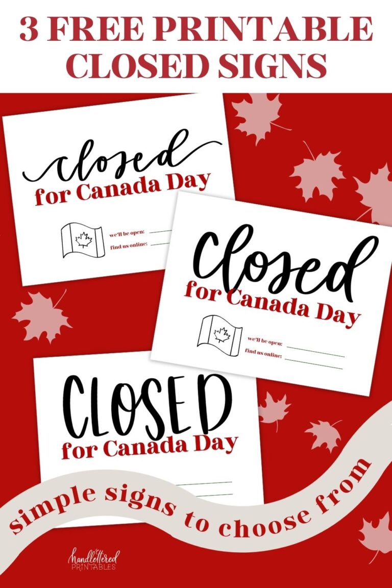 Free Closed Sign Printable for Canada Day - Hand Lettered Printables