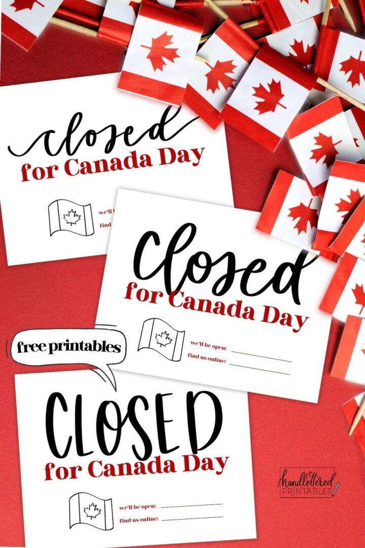 Free Closed Sign Printable for Canada Day - Hand Lettered Printables