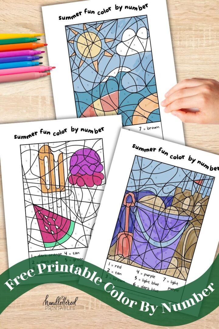 Free Printable Summer Color by Number Activity Pages - Hand Lettered ...