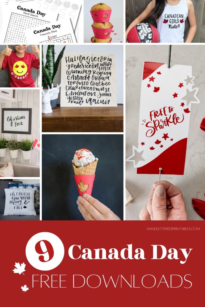 Free Canada Day SVG Sparklers Holder Template - Hand Lettered Printables