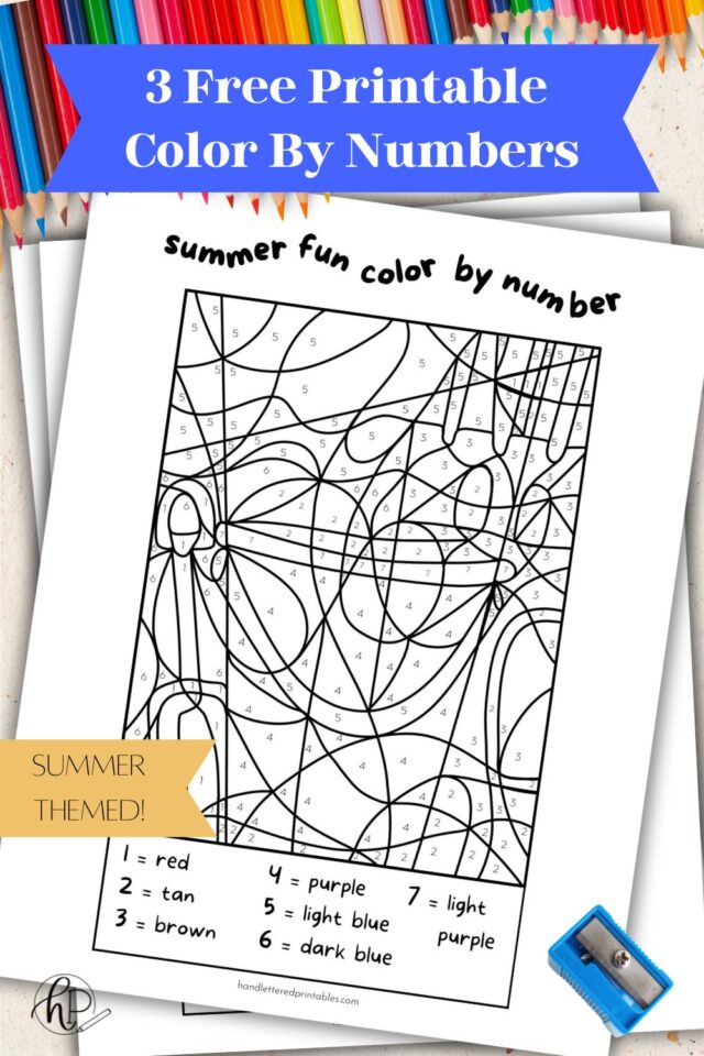 Free Printable Summer Color by Number Activity Pages - Hand Lettered ...