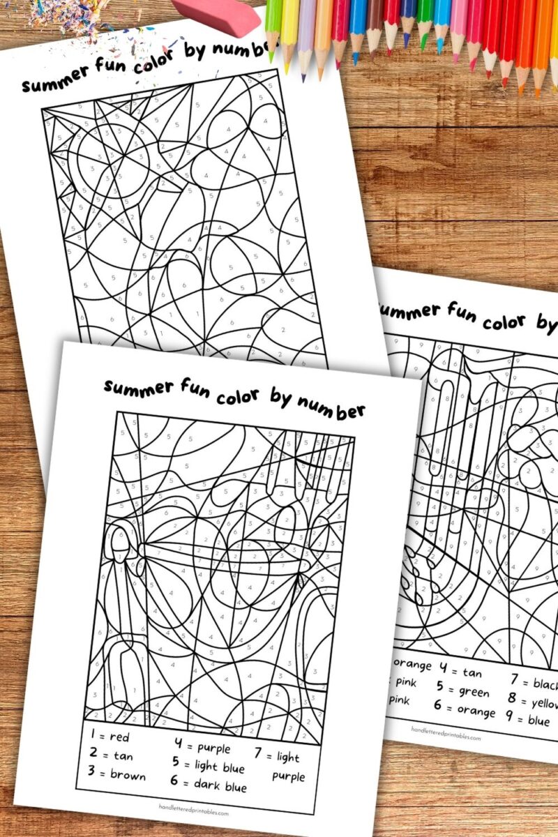 Free Printable Summer Color by Number Activity Pages - Hand Lettered ...