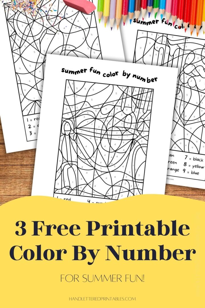 Free Printable Summer Color by Number Activity Pages - Hand Lettered ...
