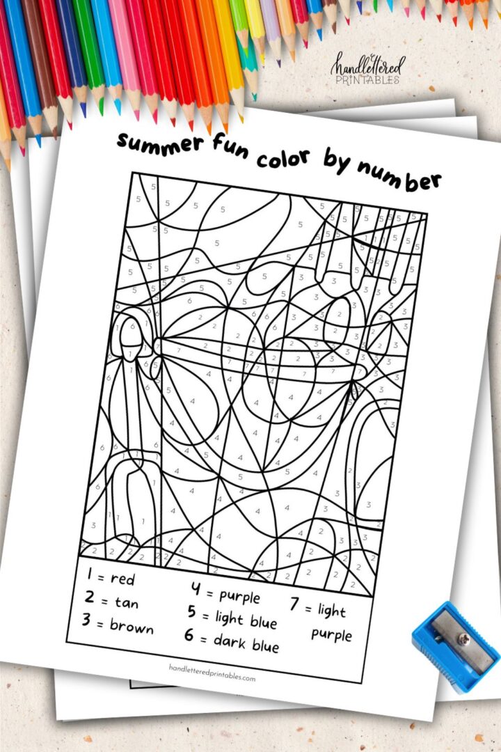 Free Printable Summer Color by Number Activity Pages - Hand Lettered ...
